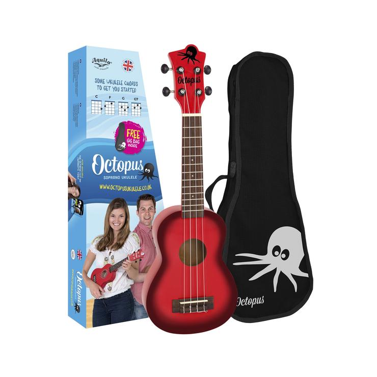 Octopus Soprano Ukulele Red Burst